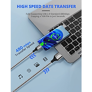 JIUWFOX Micro USB Android Charger Cable [2-Pack 4ft+6ft], Light Up Micro USB Charging Cable for Samsung Galaxy S7 Edge S6 S5 J7 J7V J5 J3, Moto E6 E5 E4, LG K40 K20, Xbox, PS4