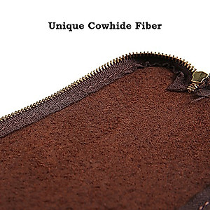 Genuine Leather Pencil Pouch Pen Holder Cosmetic Bag Lipstick Organizer Travel Makeup Case Full Grain Leather L7.9'' x W2'' (Brown)