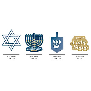 Big Dot of Happiness Happy Hanukkah Paper Straw Decor - Chanukah Party Striped Decorative Straws - Set of 24