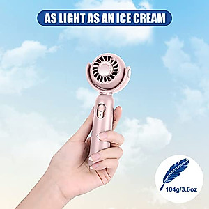 Odoland Portable Handheld Fan, Mini Personal USB Rechargeable Hand Fan with 3 Speed Small Pocket Fan Personal Desk Table Fan for Outdoor Travel Office Women Men, Pink