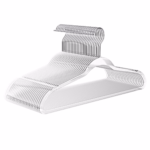 Premium Clear Invisible Acrylic Hangers,Crystal Plastic Hangers,Clear Hangers 50 Pack Ultra Slim & Space Saving Suit Hangers for Coats, Pants & Dress Clothes