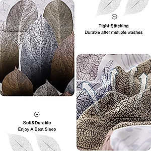 Drucon Botanical Comforter Set Queen, 7 Pieces Bed in A Bag Comforter Brown Leaves Comforter Queen Size Soft Microfiber Bedding Set for All Season