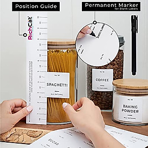 202 Kitchen Pantry Labels for Food Containers - Preprinted Stickers for Food Containers, Storage Bins, Jars and Canisters. Labels for Organizing Kitchen Pantry(with Permanent Pen and Position Guide)