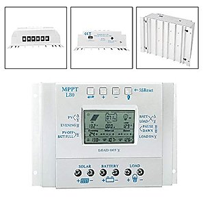 80A Solar Charge Controller, MPPT L-80 LCD Display PWM Photovoltaic Solar MPPT Charge Controller Regulador 12V/24V, Solar Panel Battery Intelligent Regulator