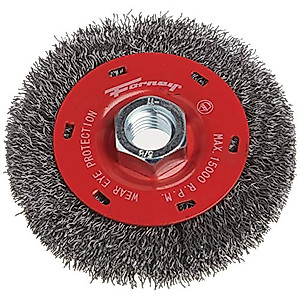 Forney 72788 Wire Wheel Brush, Coarse Crimped with 5/8-Inch-11 Threaded Arbor, 4-Inch-by-.014-Inch