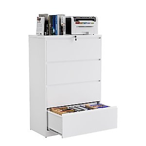 WIILAYOK Lateral File Cabinet, 4 Drawer Metal Lateral Filing Cabinet with Lock, File Cabinet for Home Office fits Letter/Legal/A4 Size