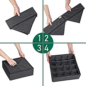 9 Pack Sock Underwear Drawer Organizer Dividers, 122 Cells Fabric Foldable Dresser Drawer Organizers for Bra, Sock, Undies, Belt, Tie, Scarf