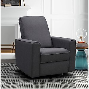 Abbyson Living Hampton Swivel Glider Nursery Recliner - Upholstered, Fully Padded, Reclining Rocking Chair, Grey