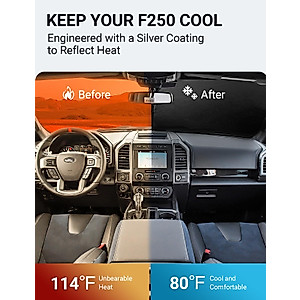 Proadsy 2024 Upgrade Front Windshield Sun Shade Foldable Sunshade Protector Custom Fit 2017-2024 Ford Super Duty F-250 F250 F-350 F350 F-450 F450 F-550 F550 2Door 4Door Pickup Accessories