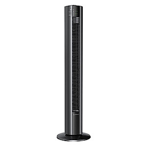 Lasko 48 Inch Slim Home Office Quiet 3 Speed Oscillating Tower Fan with Nighttime Setting, Remote Control, 7 Hour Timer, and Auto Shut Off, Black