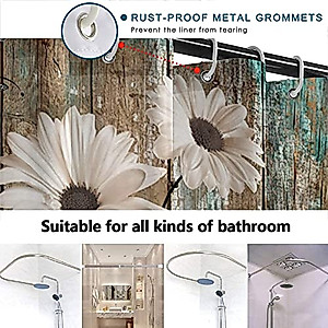 4 PCS Rustic Flower Shower Curtain Set with Non-Slip Rug,Toilet Lid Cover,U Shape Mat,Farmhouse Waterproof Fabric Shower?Curtains with 12 Hooks and Rug Mat Set for Bathroom,71''L