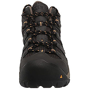 KEEN Utility Women's Lansing Mid Height Steel Toe Waterproof Work Boots, Raven/Tawny Olive, 8