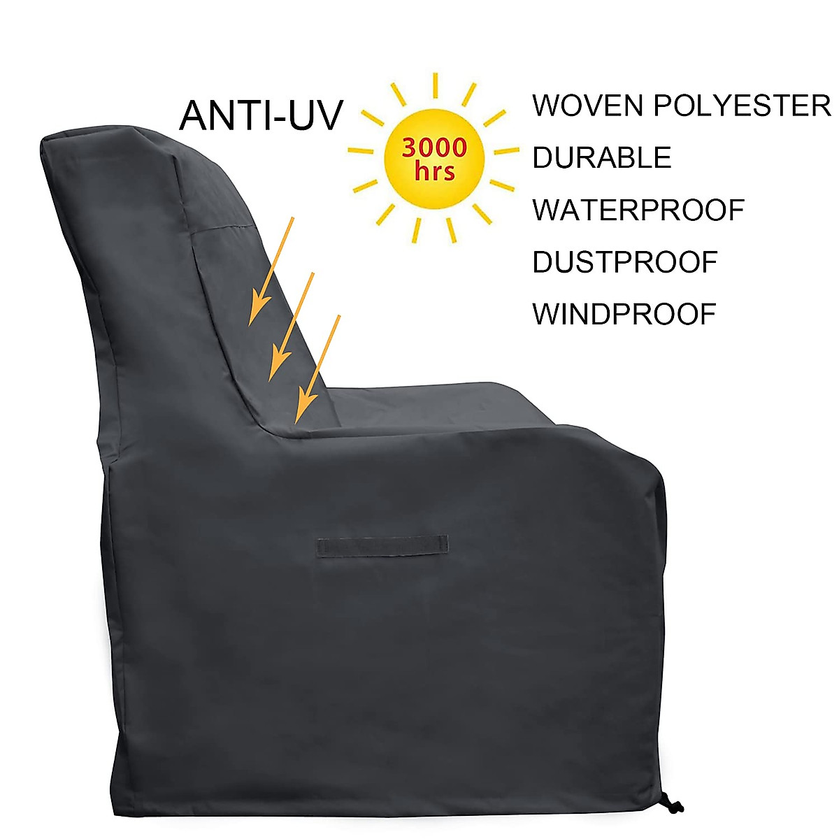 Skypatio Patio Chair Cover Waterproof, Outdoor Furniture Storage Cover for All Weather Protection (Black)