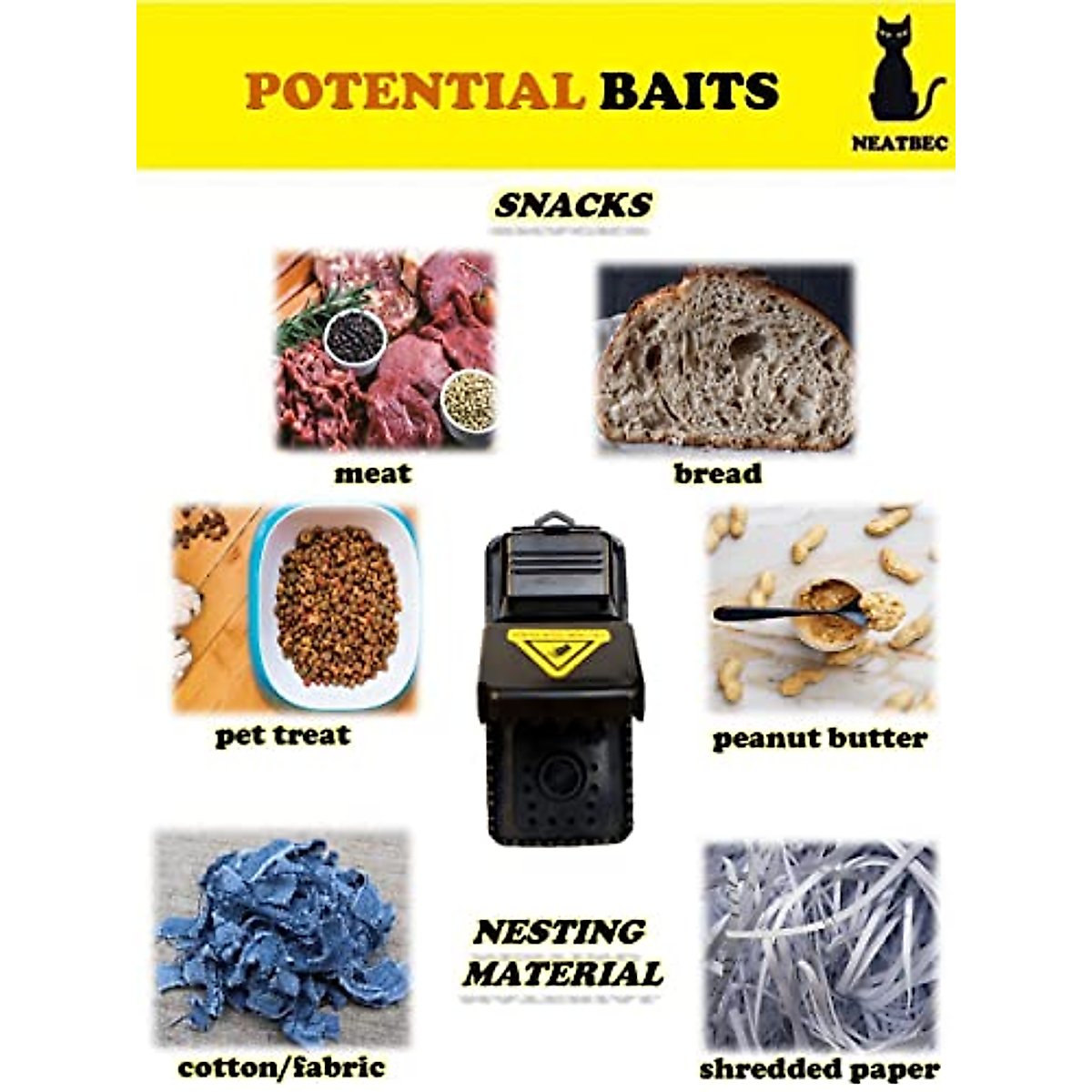 Reusable Mouse Trap with Gloves Indoor and Outdoor (Pack of 6,8 and 12) Safe Mouse Trap Easy to Clean and Setup Bait Reacting Quickly, Reusable and Durable Neatbec (Pack of 6)