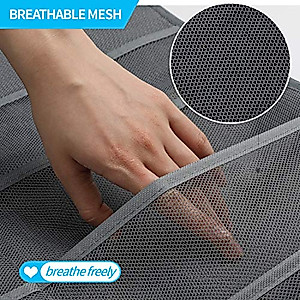 Enlarged Closet Hanging Bra Organizer with Rotating Metal Hanger, Extra-Large Dual Sided Wall Shelf Wardrobe Mesh Pockets Hanging Storage Bag for Bra Socks Underwear Underpants