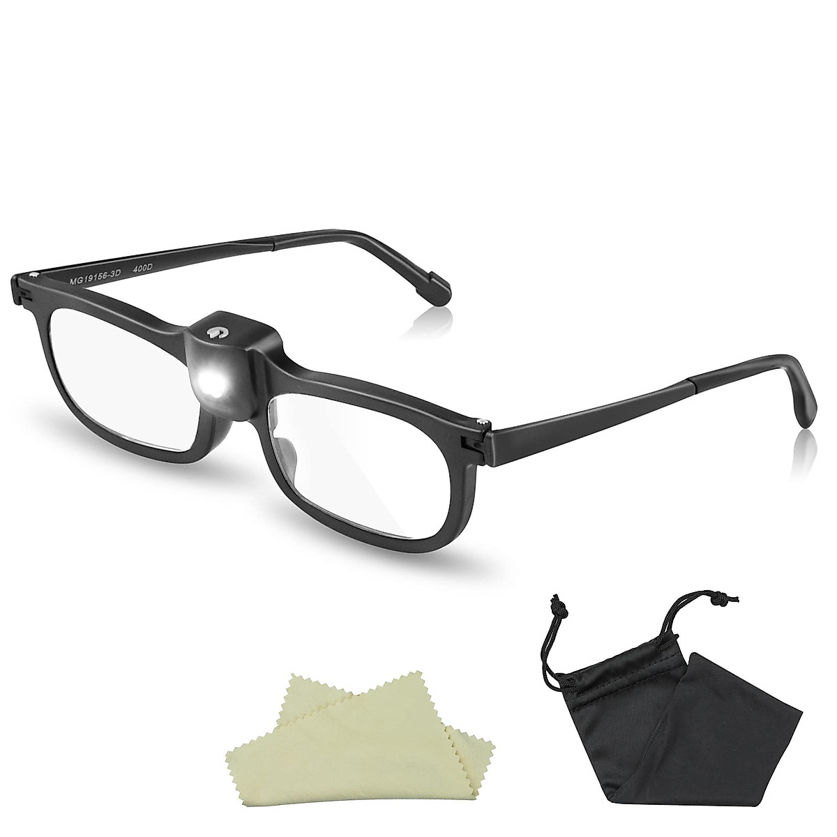 Delixike 200% Magnifying Glasses with Light,LED Lighted Magnification Eyeglasses, Bright Sight Hands Free Magnifier for Close Work, Jewelry,Craft, Reading, Hobby