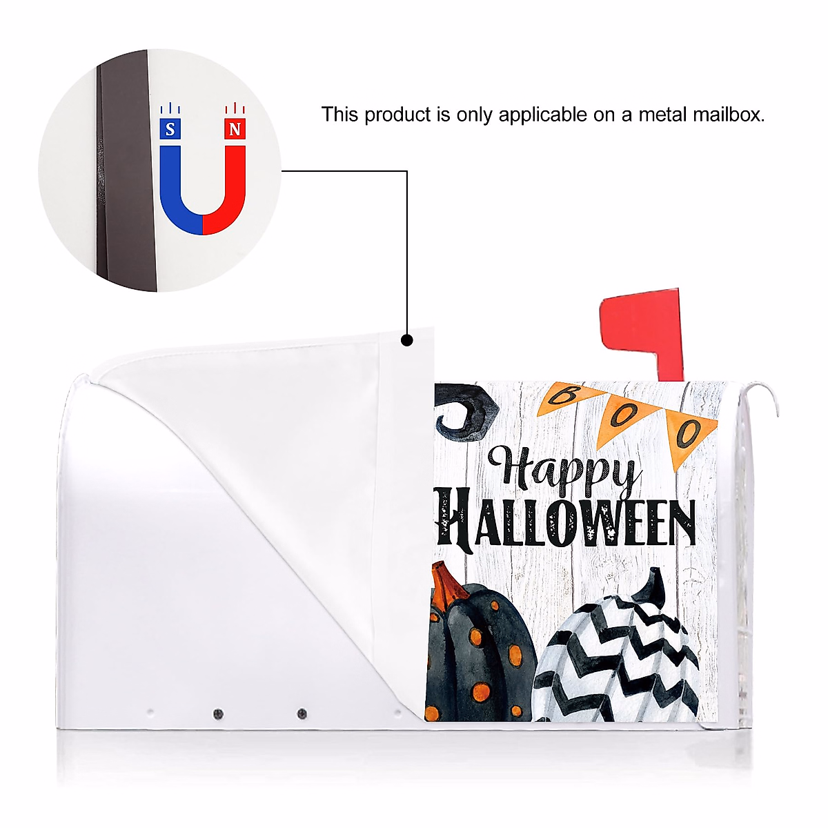 Texupday Happy Halloween Boo Witch Feet Pumpkin Decoration Mailbox Cover with Magnetic Strip Fall Holiday Mailbox Wraps Post Letter Box Cover Standard Size 21" X 18" for Garden Outdoor Yard Decor