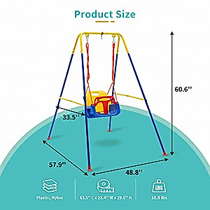 4-in-1 Swing Set & Baby Jumper, Toddler Swing with Foldable Metal Stand and Safety Belt, Baby Swings & Baby Bouncers Outdoor/Indoor for Infants to Toddler, Indoor Swing for Kids 6 Month+ (Blue)