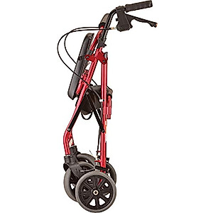 NOVA Zoom Rollator Walker with 22” Seat Height, Rolling Walker with Locking Hand Brakes, Padded Seat and 8” Wheels, Color Red