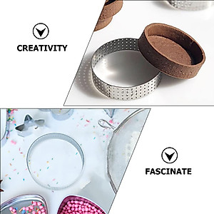 Hemoton Tart Pans 4Pcs Tart Rings, (3in+ 3.5in) Perforated Tart Rings for Baking, Stainless Steel Nonstick Round Cake Ring, Metal Pastry Mold Baking Rings