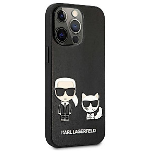 Karl Lagerfeld KLHCP13XPCUSKCBK Protective Silicone Hard Case for Apple iPhone 13 Pro Max Karl and Cat Black