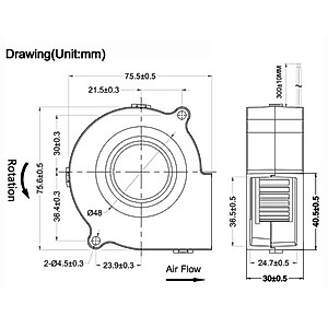 Wathai DC Centrifugal Fan 12V 75mm x 30mm Brushless Cooling Turbo Blower Fan 3 inch