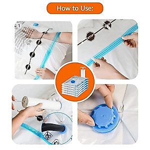 Amazon Basics Vacuum Compression Space Saving Zipper Storage Bags with Hand Pump for Travel Clothes, Multiple Pack of 12 (3 Jumbo, 3 Large, 3 Medium, 3 Small), Clear