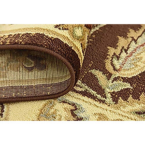 Unique Loom Voyage Collection Traditional Oriental Classic Intricate Floral Design Area Rug, 5 ft x 8 ft, Brown/Gold