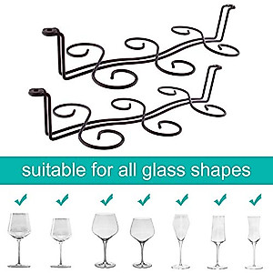 MOCOUM 2 Pack Wine Glass Rack Under Cabinet Stemware Rack, Wine Glass Hanger Rack Wire Wine Glass Holder Storage Hanger for Cabinet Kitchen Bar
