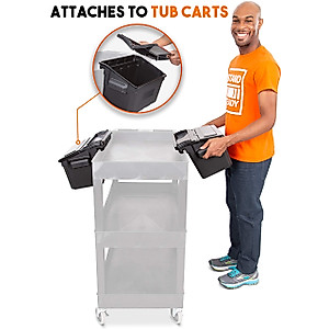 Stand Steady Original Tubstr Utility Cart, Removable Storage Bins, 3 Swivel Casters, 2.5 in Deep Tubs, HDPE Shelves, PVC Legs, Black