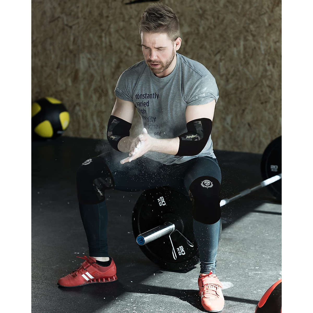 Jupiter Knee Sleeves (1 Pair), 7mm Compression Knee Braces for Squats,Weightlifting,Powerlifting,Cross Training for Men & Women (Medium)