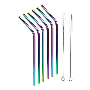 Stainless Steel Straws Iridescence Colors, Fits 30 oz Tumbler, Extra Long Reusable Ecofriendly