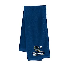 Printualist Personalized Tennis Towel - Custom Design & Your Embroidered Name - 16"x26", Navy, Absorbent Cotton Terry Velour Fabric