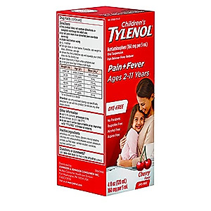 Children's Tylenol Oral Suspension Acetaminophen Medicine, Dye-Free Cherry, 4 fl. oz