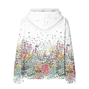 HUANKD Women's Fashion Hoodies & Sweatshirts, Sudaderas Para Mujer Con Capucha Trendy Sweatshirts For Women Hoodies Cheap Popcorn Style Textured Hoodie Casual Long Sleeve Drawstring (M, White)