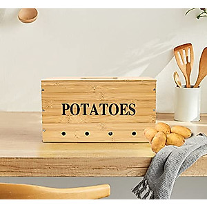 Gdfjiy Potatoes Wooden Storage Bin, Kitchen Storage Box,Kitchen Pantry Organizer With Airtight Lid,Vegetable Fresh Keeper with Aerating Storage Holes(Need self-assemble)