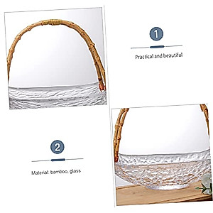 Holibanna Bamboo Glass Fruit Bowl food serving plate Handheld Snack Basket wedding snack tray Dried Fruit Storage Organizer clear basket Dried Food Basket Bamboo weaving Storage Box candy