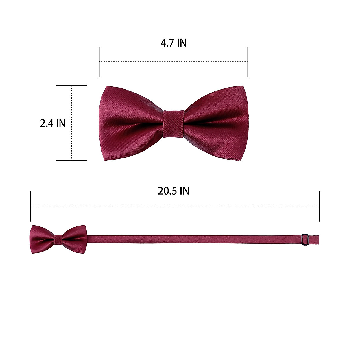 WELROG Mens Classic Pre-Tied Bow Ties Adjustable Silk Formal Tuxedo Wedding Bowtie (Wine Red)