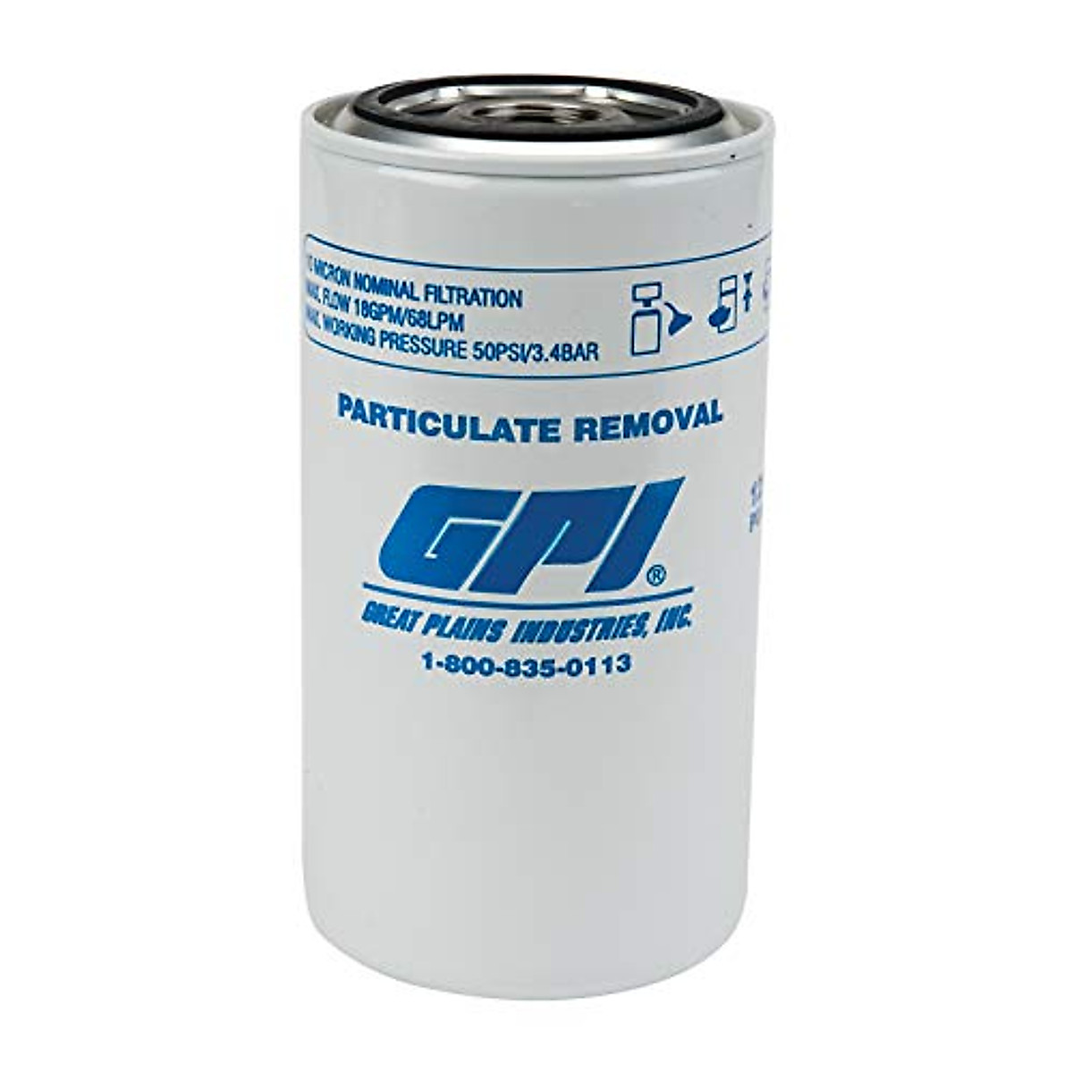 GPI P-18-10-1 Particulate Filter, 18 GPM (67L/min), 10 Micron, 1-12 UNF (GPI Genuine Accessory 129300-01)