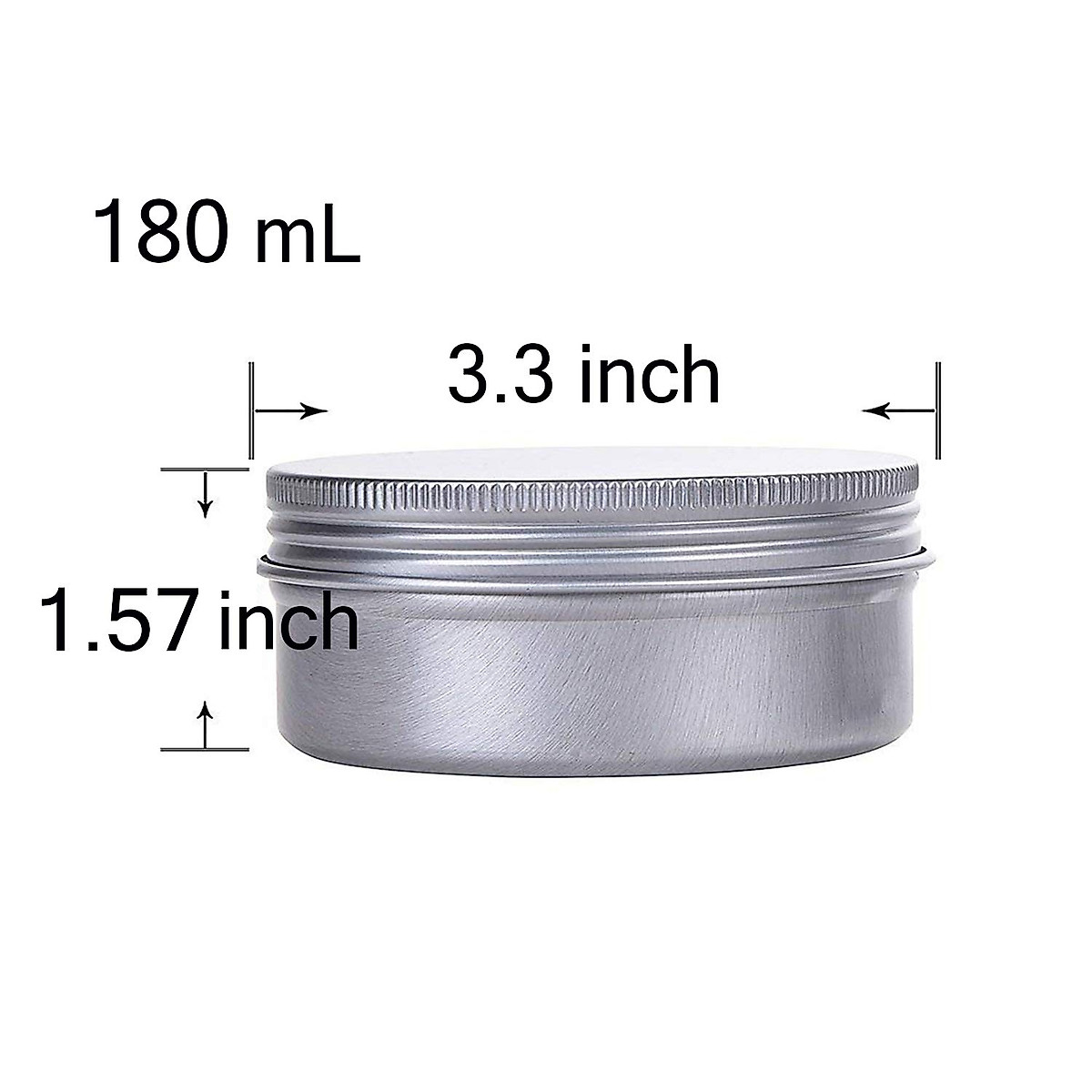 6 Ounce Aluminum Tin Jar Refillable Containers 180 ml Aluminum Screw Lid Round Tin Container Bottle for Cosmetic,Lip Balm, Cream, 12 Pack.