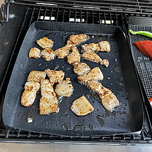 Firsmat Solid PTFE Cooking Basket For Speed Ovens,Quick Oven Basket Tray For Chips Chicken Wings Sub Roll Bread Heating Non Stick PTFE BBQ Tray