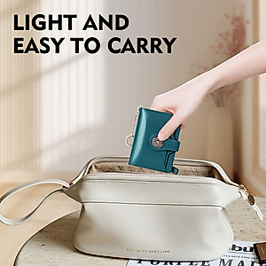 Travelambo Small Womens Wallet with 2 ID Windows, RFID Blocking Bifold Leather Card Holder Purse with Zipper Coin Pocket