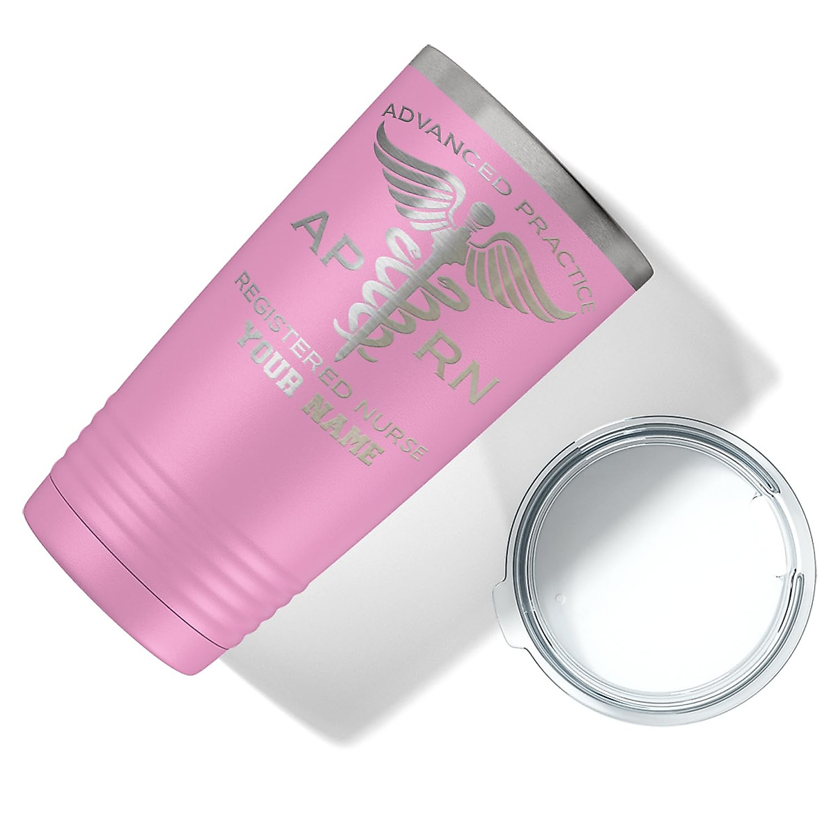 Personalized APRN Advanced Practice Registered Nurse Gift on Blush 20 oz Stainless Steel Tumbler with Lid - Insulated Cup - Custom Travel Mug