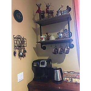 ROGMARS Industrial Pipe Shelving,Iron Pipe Shelves Industrial Bathroom Shelves with Towel bar,24 in Rustic Metal Pipe Floating Shelves Pipe Wall Shelf,2 Tier Industrial Shelf Wall Mounted with Hook