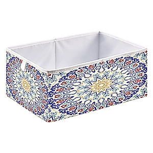 Kigai Floral Mandala Fabric Storage Bin 11" x 11" x 11" Cube Baskets Collapsible Store Basket Bins for Home Closet Bedroom Drawers Organizers
