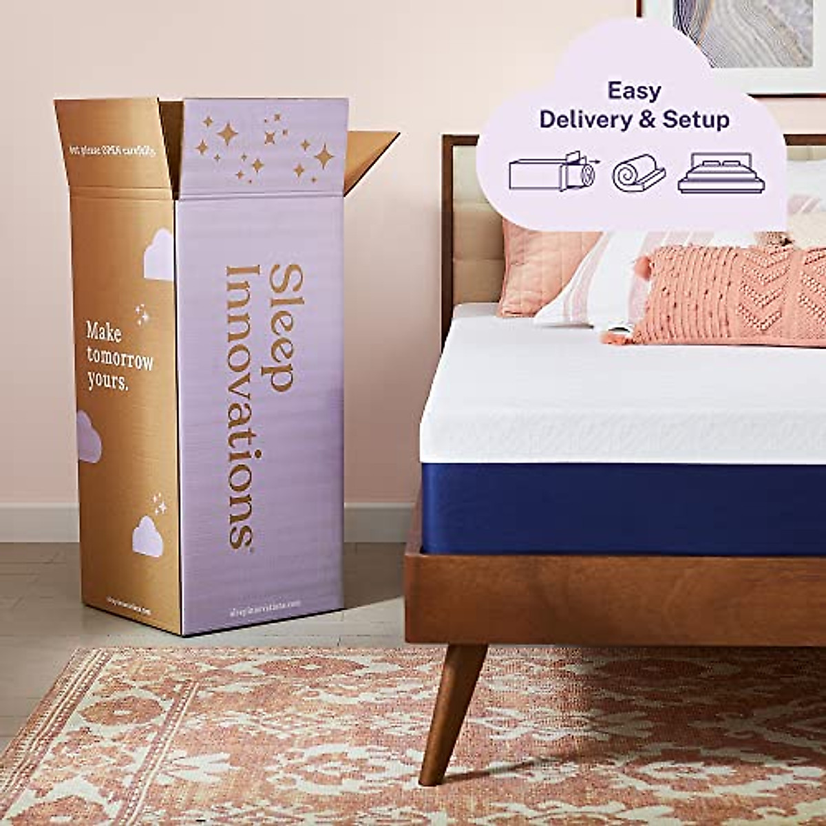 Sleep Innovations Shiloh 12 Inch Memory Foam Mattress with Ventilated Suretemp Foam for Breathability, Queen Size, Bed in a Box, Medium Firm Support
