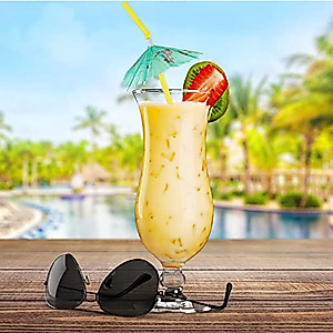 NINU 100 Umbrella Straws, Disposable Parasol Drinking Plastic Straws, Hawaiian Straws for Beach Luau Party Decorations Cocktail Supplies