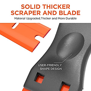 Plastic Razor Blades Scraper Tool - 2 Pack Wall Paint Remover with 100 Pcs Plastic Blades Kit No Scratch Car Window Glass Wood Sticker Removal Floor Stove Kitchen Vinyl Adhesive Decal Tape Cleanings