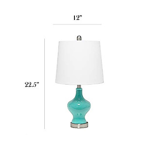 Elegant Designs LT3317-TEL Glass Gourd Shaped Table Lamp, Teal