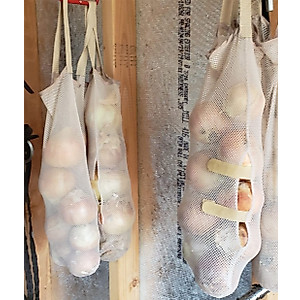 AHYUAN Hanging Mesh Storage Bags 5 Pack Onion Bags Mesh Garlic Net Bags Potatoes Bags Long and Large Reusable Net Storage Produce Bags for Fruit Veggies Garbage Bag for Home RV Camper Storage